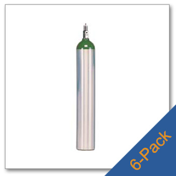 6 Pack of E Aluminum Cylinders CGA 870 Post Valve